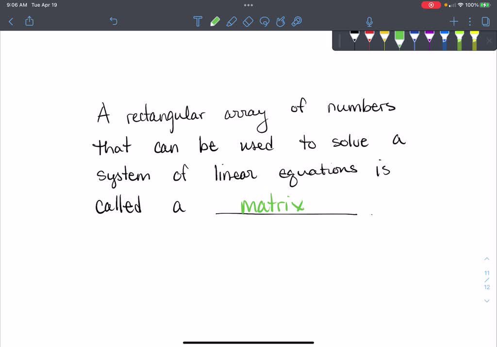Solved A Rectangular Array Of Real Numbers That Can Be Used To Solve A 5707