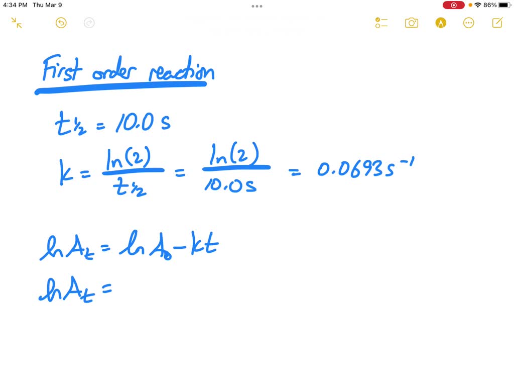 Solved A First Order Reaction Is Found To Have A Half Life Of 10 0
