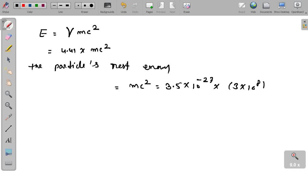 SOLVED: Question 3 particle of mass m is moving at a relativistic speed of v in the positive x ...