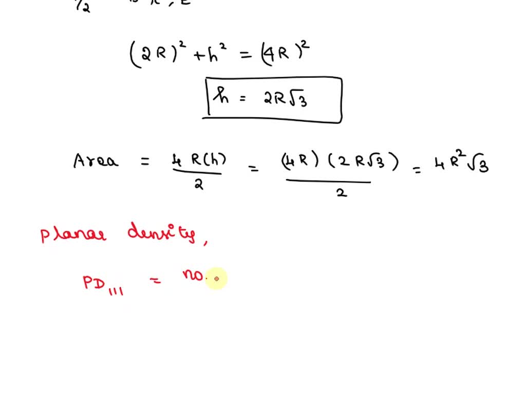 Solved Calculate The Planar Density In Terms Of R R Radius Of Atoms