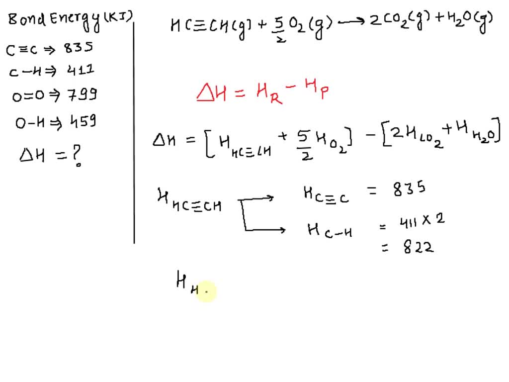 SOLVED: Based on the bond energies for the reaction below, what is the ...