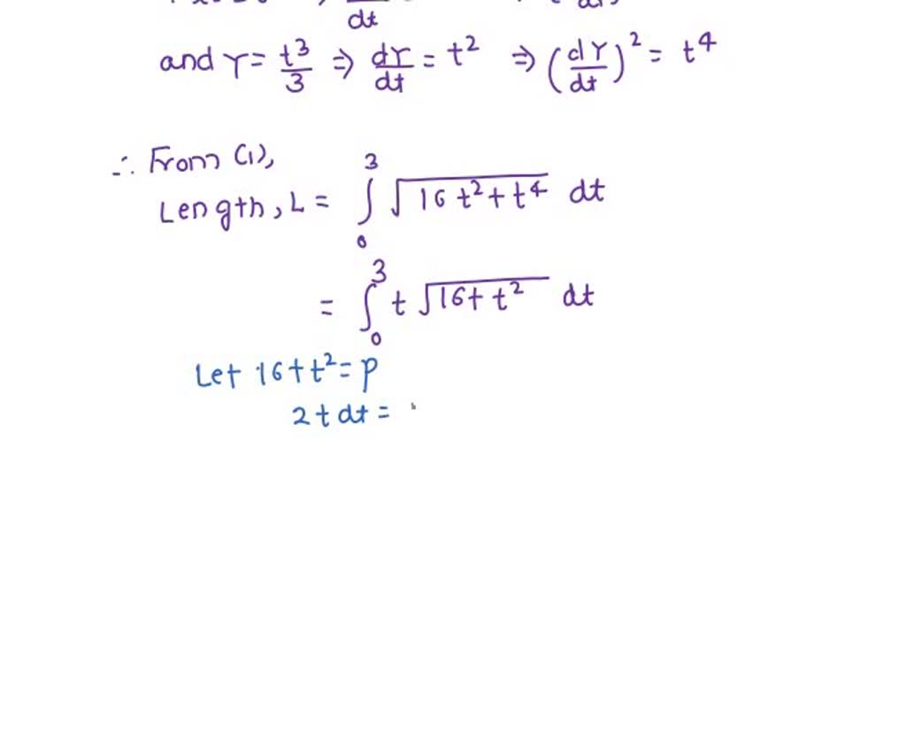 SOLVED: Using the metric (x')^2, calculate the length of the curve given by y = 3 - t^6 + 3x ...