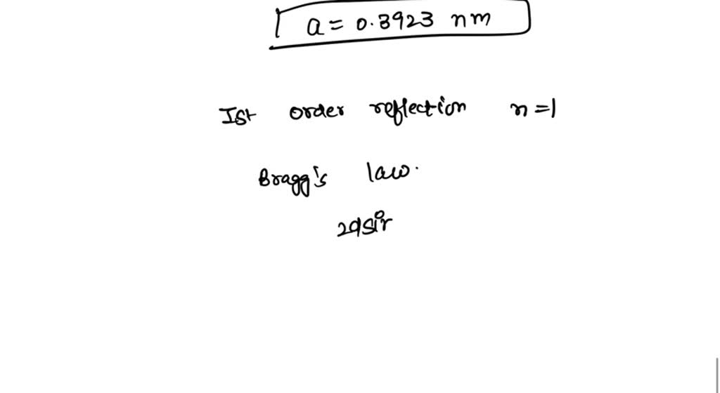 SOLVED: Determine the expected diffraction angle for the first-order reflection from the (113 ...