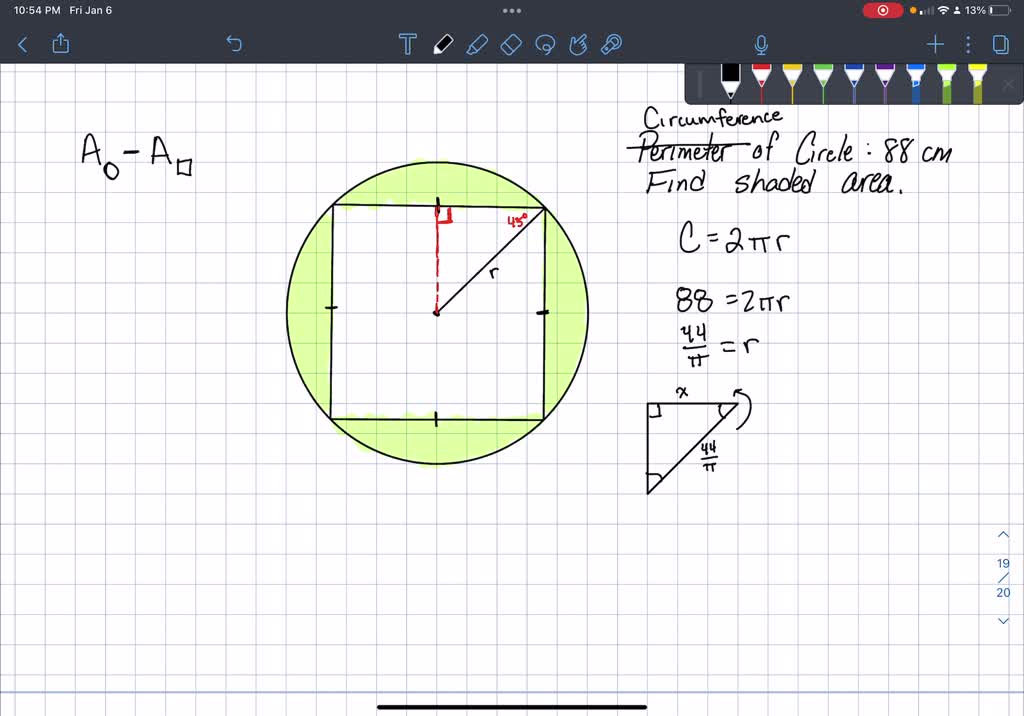 SOLVED: In abcd is a square whose vertices lie on the circle .find the area of the shaded region ...