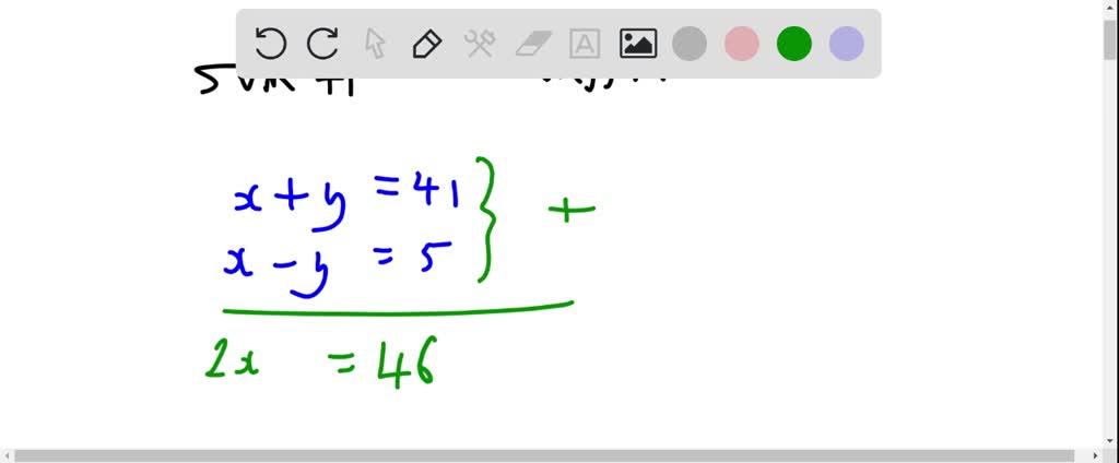 SOLVED: The sum of two integers is 41 and their difference is 5. Find ...