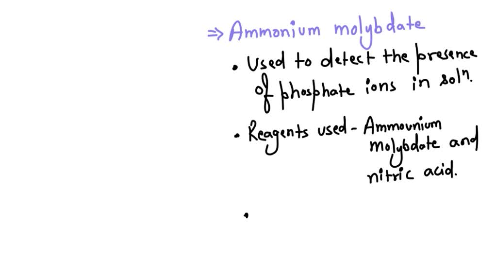 Ammonium molybdate 1. Principle of the test 2. Reagents used 3 ...