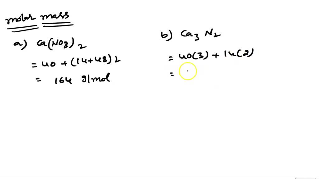 SOLVED: Which one of the following has the smallest molar mass? A) Ca ...