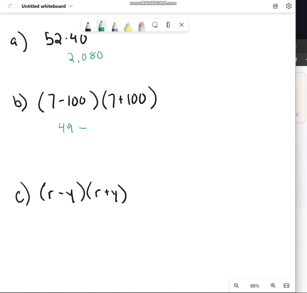 SOLVED: Use the difference-of-squares formula lo simplify each of the ...