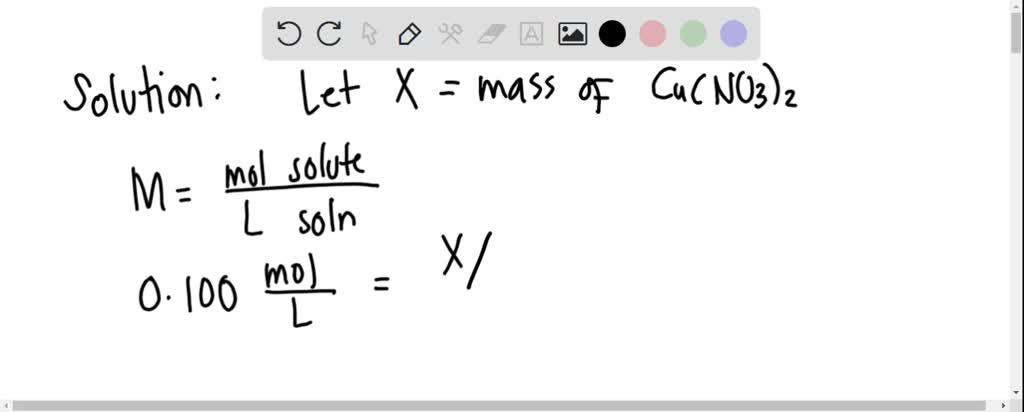 SOLVED: How many grams of copper(II) nitrate (Cu(NO3)2) will be needed to make 250 mL of 0.100 M ...