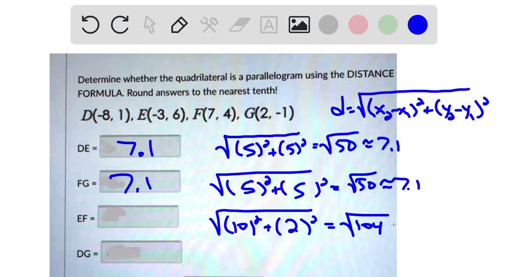 SOLVED: Determine whether the quadrilateral is a parallelogram using ...