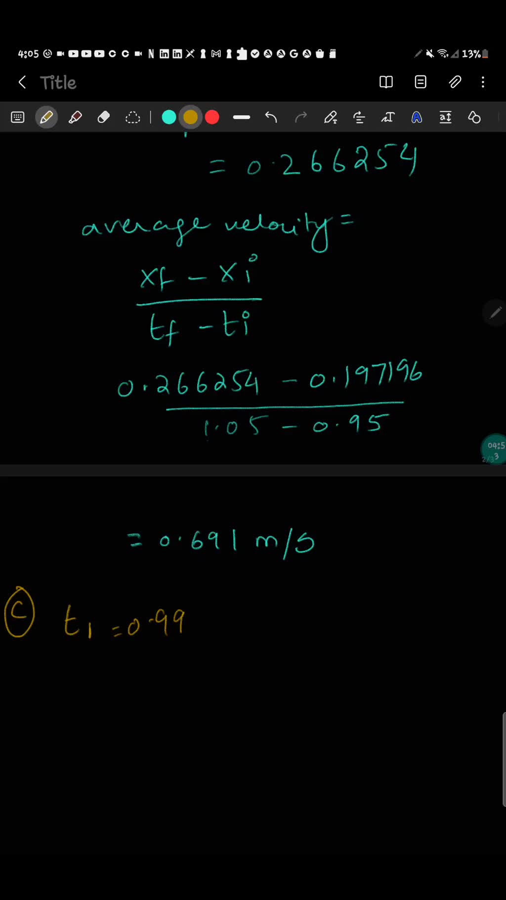 SOLVED The Secand Way Of Calculating Ihc Avcice Velocity 5 The