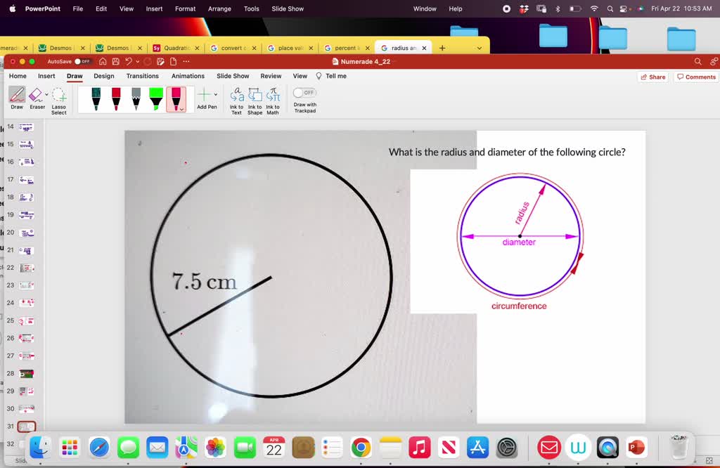 SOLVED: 'What is the radius and diameter of the following circle? 7.5 cm'