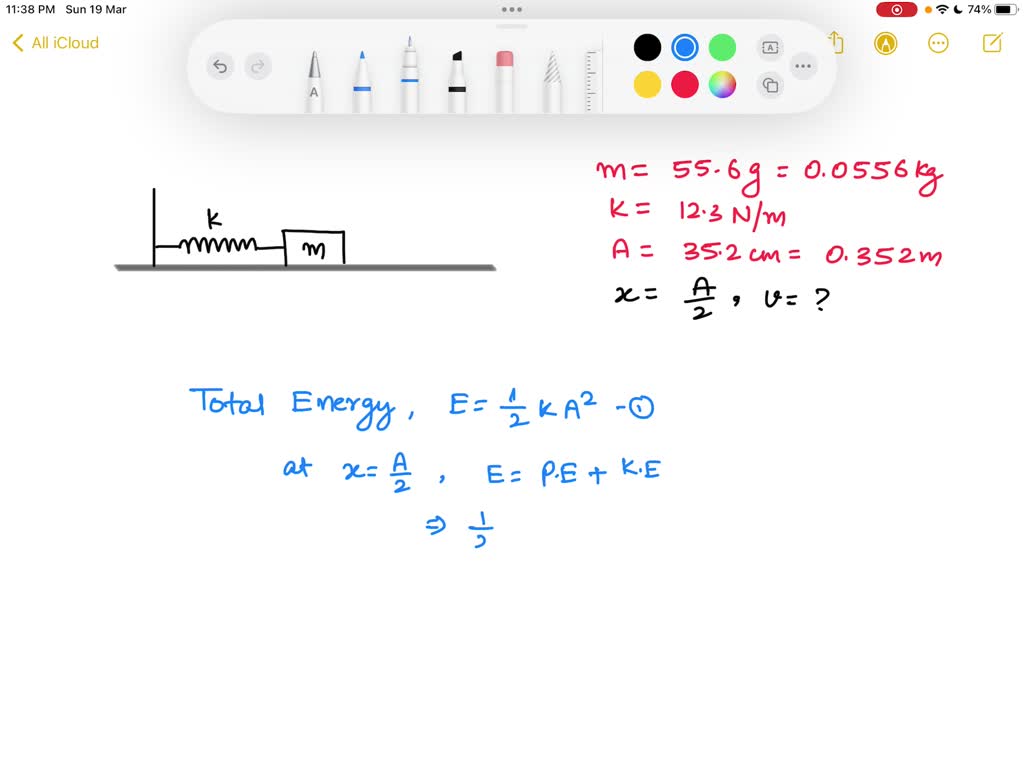 SOLVED: An object with a mass m = 55.6 g is attached to a spring with a force constant k = 12.3 ...