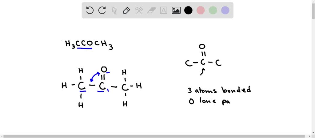 SOLVED: The approximate C-C-O angle in acetone, H3CCCH3, is 180Â°.