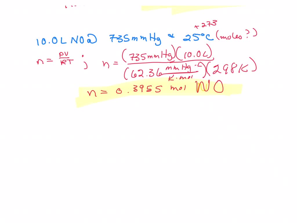 SOLVED: 3,0 M of 250 mL Na2CO3 (aq) reacts with 10,0 L NO (g) at 735 mmHg and 25°C with excess ...