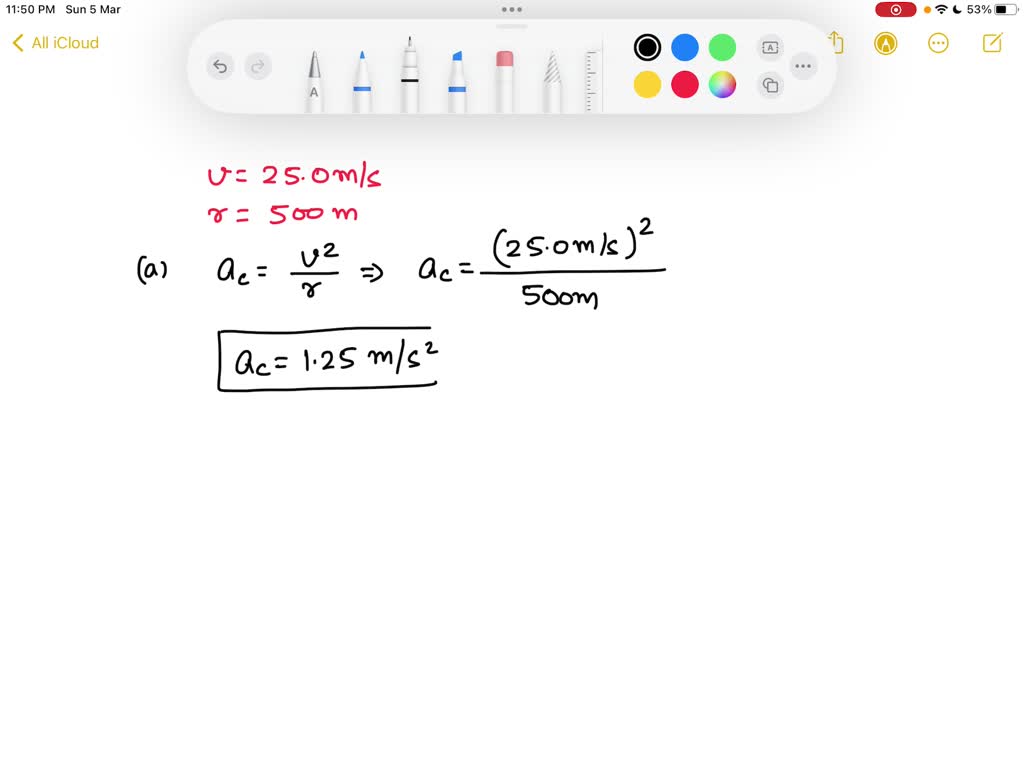 SOLVED: (a) Calculate the centripetal force exerted on a 900 kg car ...