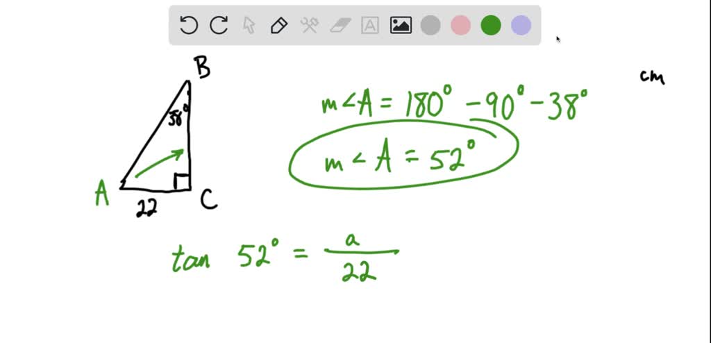 SOLVED: Example 2: In ABC, given AB = 7cm, BC = 8cm, and AC = 10cm. Find the measure of angle A ...
