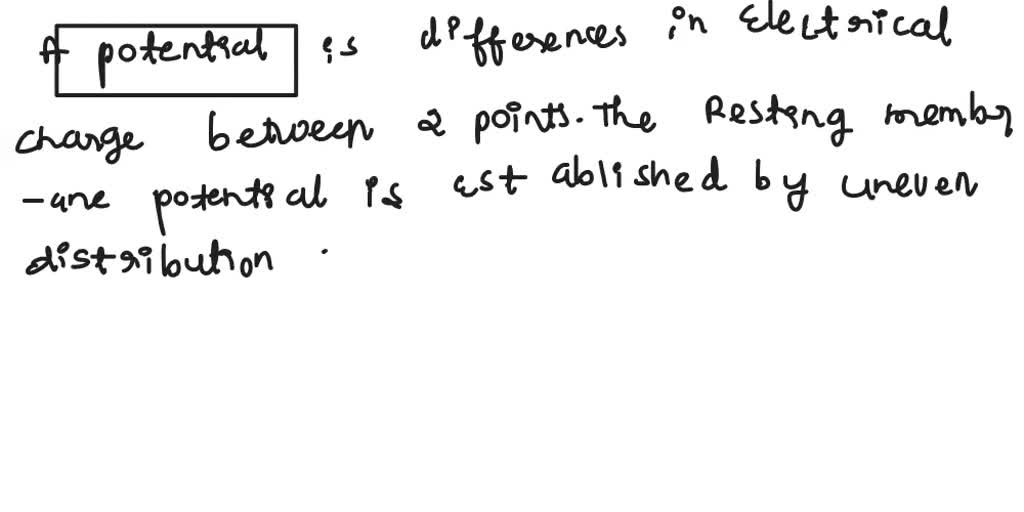 SOLVED: Define what a "potential" is and explain how the Resting ...
