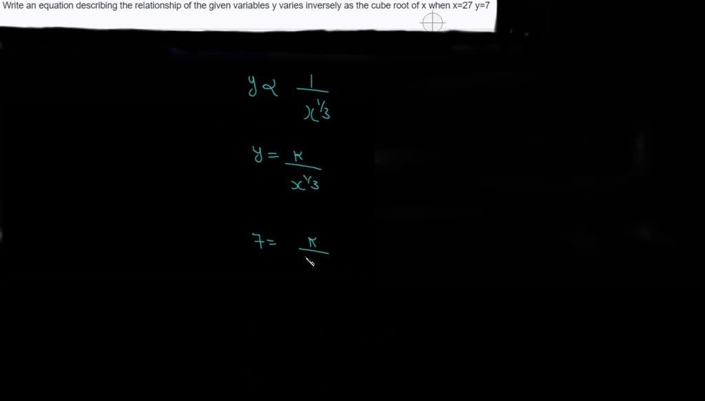 SOLVED: Write an equation describing the relationship of the given variables y varies inversely ...