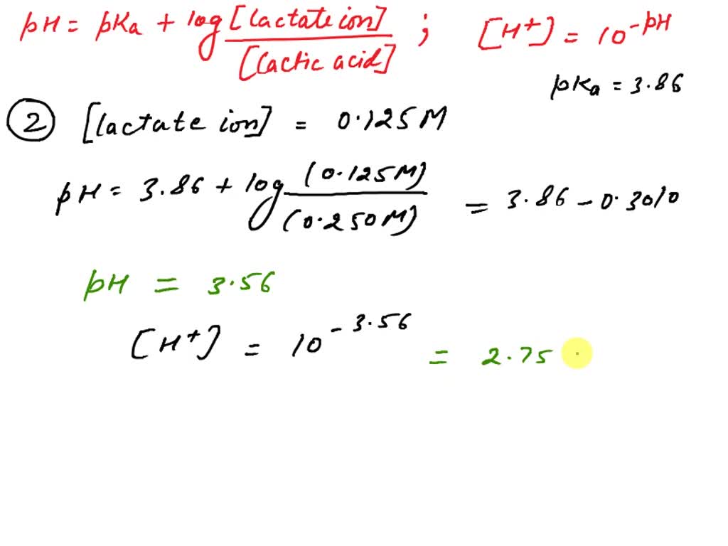 SOLVED: Calculate [H+] and pH in a solution in which lactic acid ...
