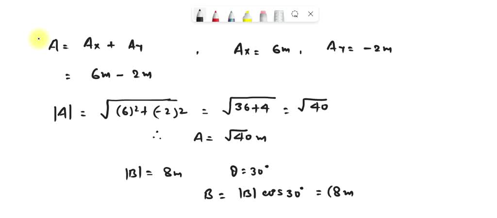 Solved Vector A⃗ Has Components Ax 6 M And Ay 2 M Vector B⃗ Has A Magnitude Of 8 M And