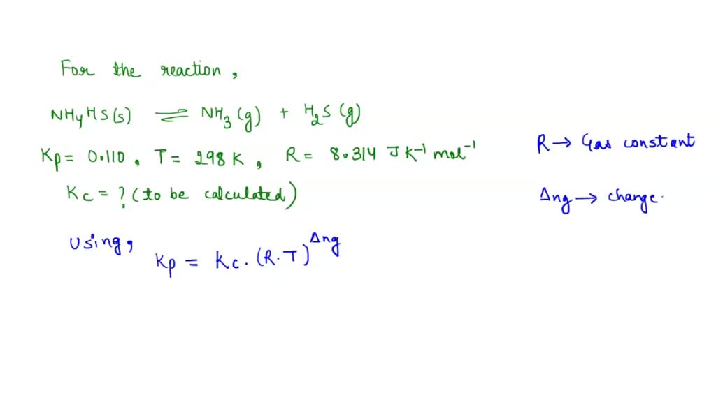 SOLVED: The equilibrium constant, Kp, for the following reaction is 0.110 at 298 K. Calculate Kc ...