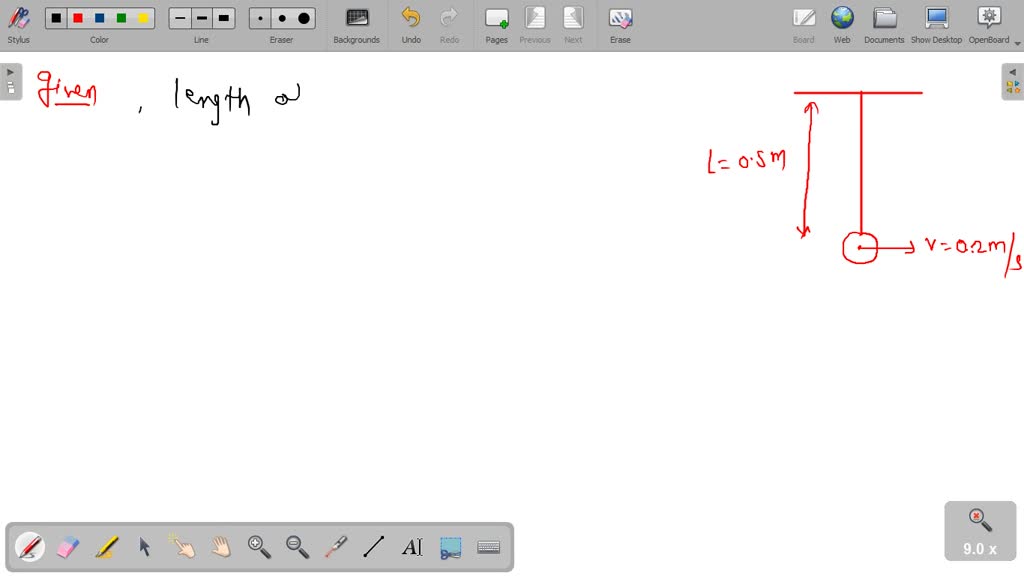 SOLVED: A simple pendulum is made of a 50 cm-string and a bob of mass m. At t = 0, the pendulum ...