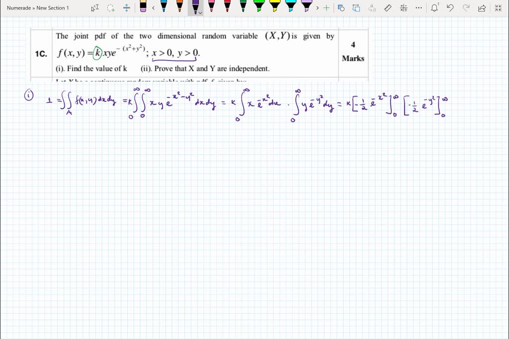SOLVED: The joint pdf of the two-dimensional random variable (X,Y) is given by f(xy) = kxye ...