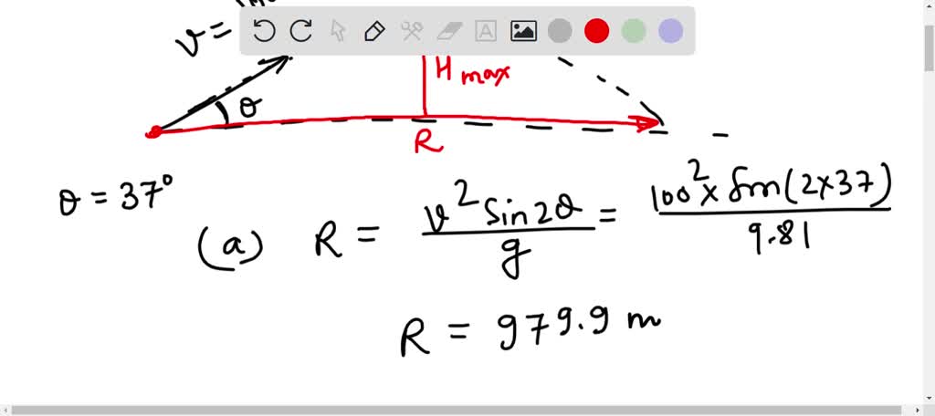 SOLVED: A ball is thrown at an angle of 37 degrees above the horizontal with an initial velocity ...