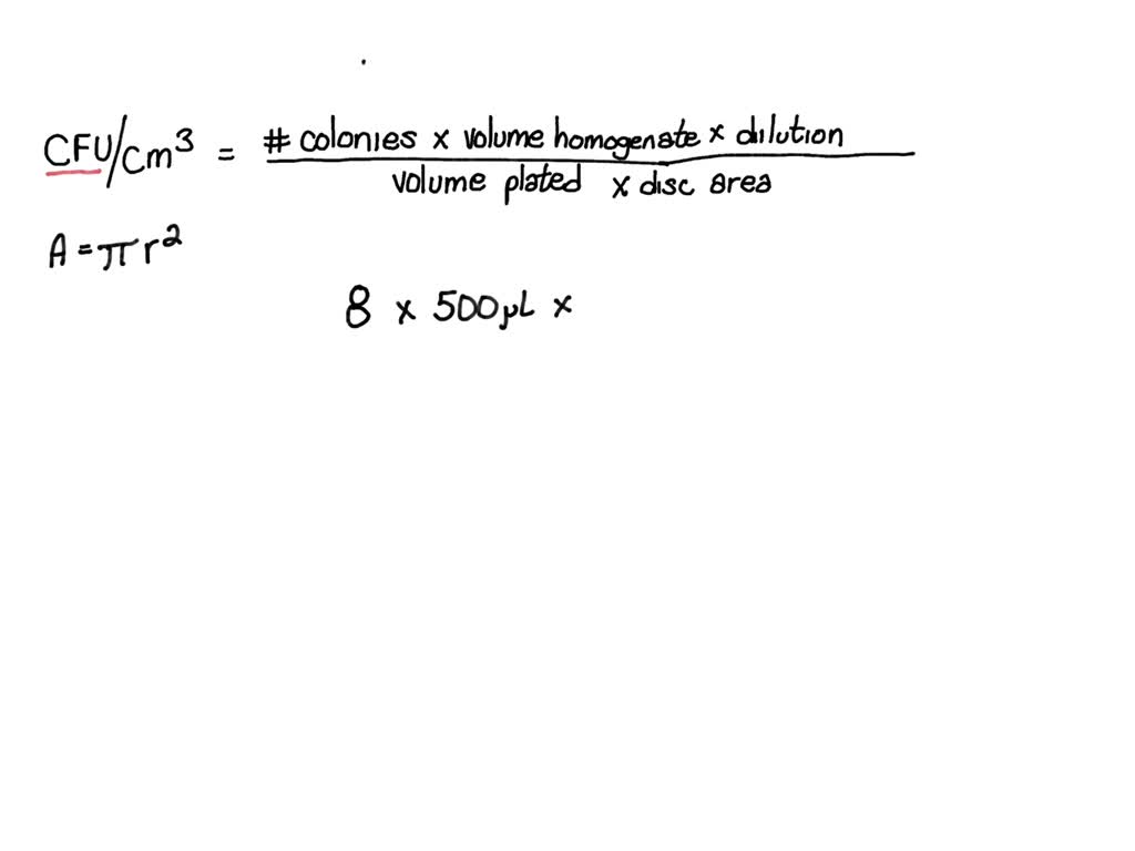 SOLVED: Calculate the average number of colony forming units per cm3 in ...