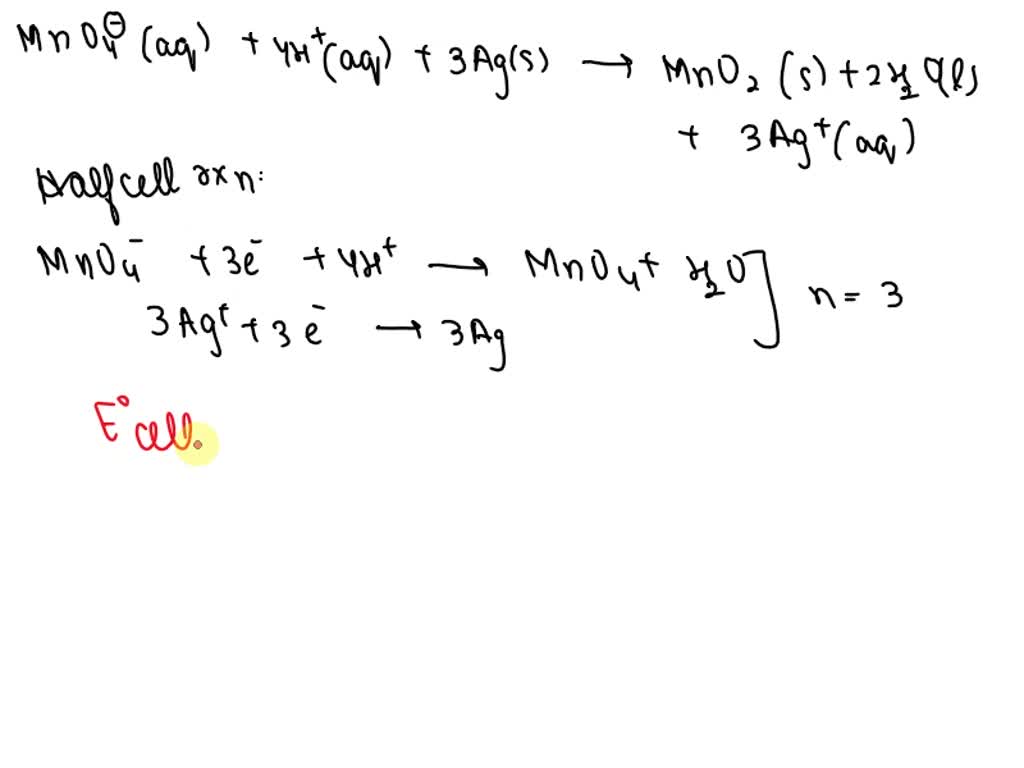 SOLVED: Calculate the value for the cell potential, Ecell, and the free ...