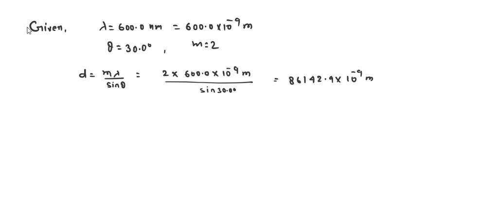 SOLVED: light is sent through a diffraction grating and produces a ...