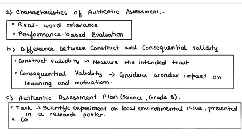 Solved Explain The Main Difference Between Construct Validity And Consequential Validity In