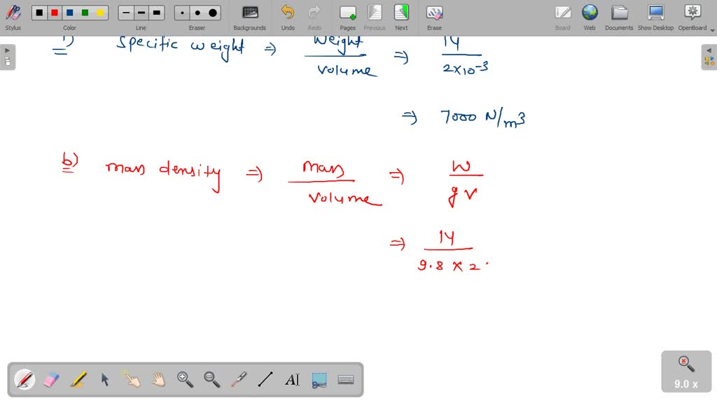 'Prob.1. 2 litre petrol weighs 14 N. Calculate the specific weight, mass density, specific ...
