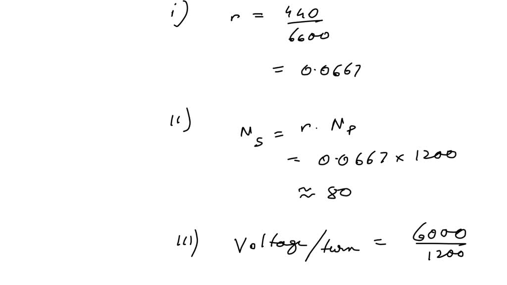 SOLVED: 8. A 6600/440V Single phase 600 KVA transformer has 1200 ...