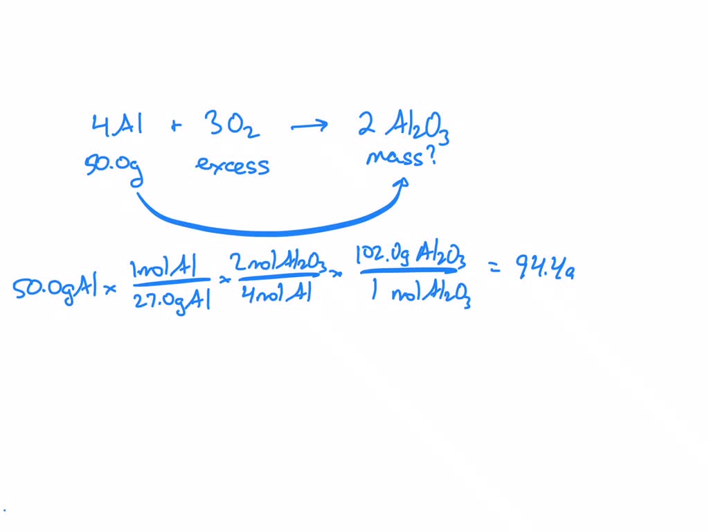 SOLVED: Aluminum reacts with oxygen to produce aluminum oxide. 4 Al(s ...