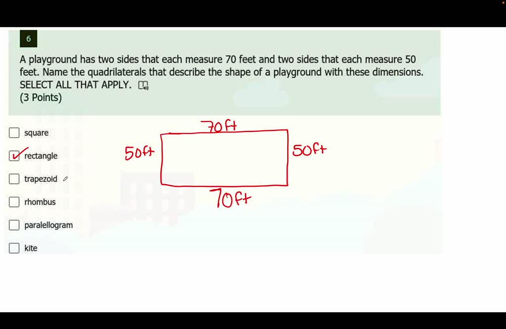 'A playground has two sides that each measure 70 feet and two sides ...