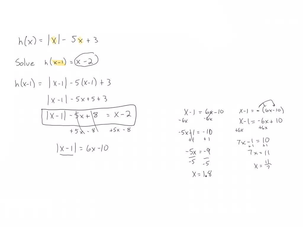 Texts: h(x) = -(1/5)|x-3| + 4 As x approaches negative infinity, h(x ...