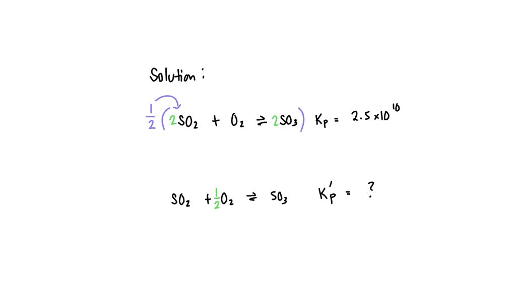 SOLVED: Consider the following reaction: 2SO2 (g) + O2 (g) ⇌ 2SO3 (g), Kp = 2.5×10^10 ...