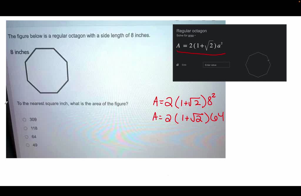 SOLVED: The octagon below has eight sides. The given centimeters of the ...