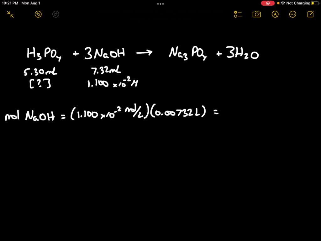 SOLVED: A 0.341 L sample of an unknown H3PO4 solution is titrated with a 0.104 M NaOH solution ...