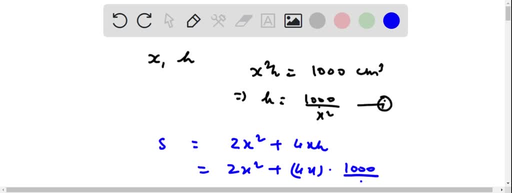 SOLVED: Find the dimensions of the box with volume 1000 cm3 that has ...
