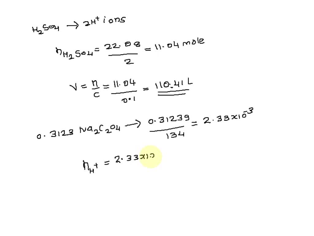 SOLVED: Lab 9 Formal Report Questions Using the concentration of the H2SO4 in your experiment ...