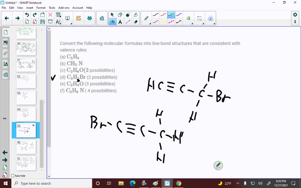 SOLVED: Convert the following molecular formulas into line-bond structures that are consistent ...
