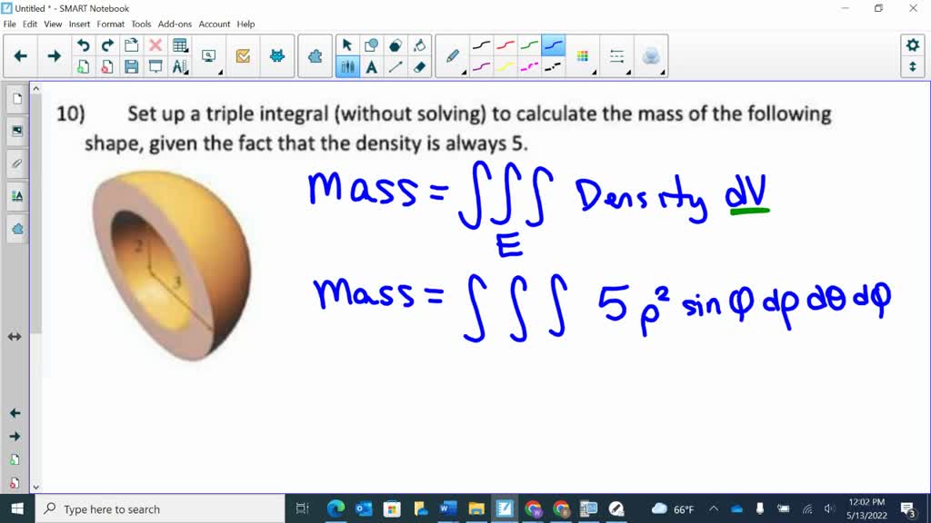 SOLVED: Set up a triple integral (without solving) to calculate the ...