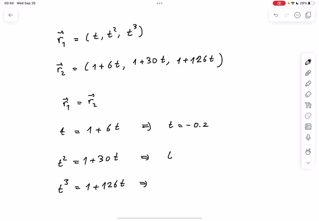 Two Particles Travel Along The Space Curves R1 T T 2 3 And R2 T 1 6t 1 30t 126t