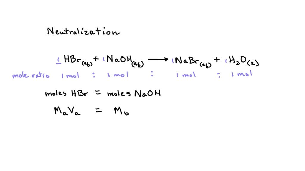 SOLVED: Consider the following chemical reaction: HBr(aq) + NaOH(aq) → ...
