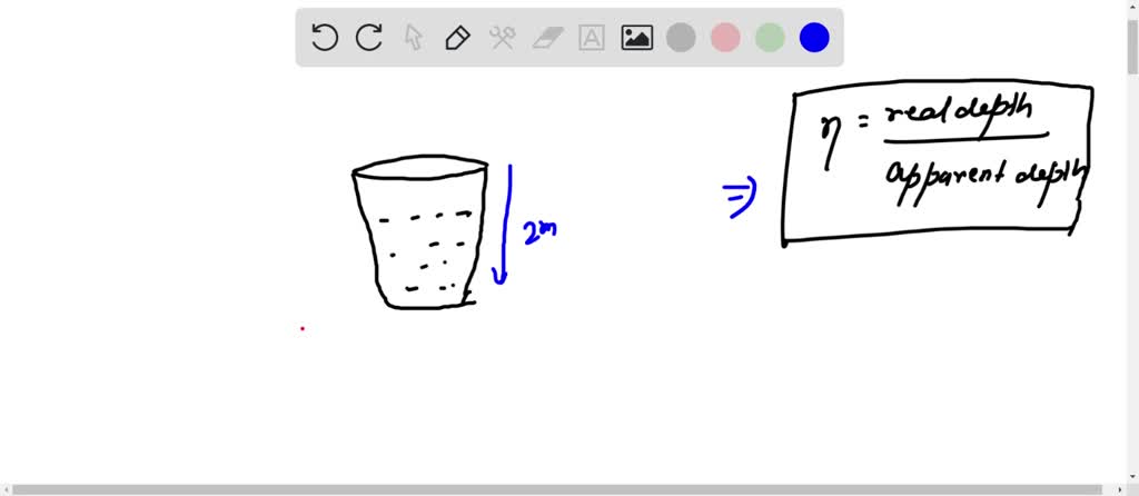 SOLVED: A vessel of water is 2m deep. How deep will it appear if looked ...