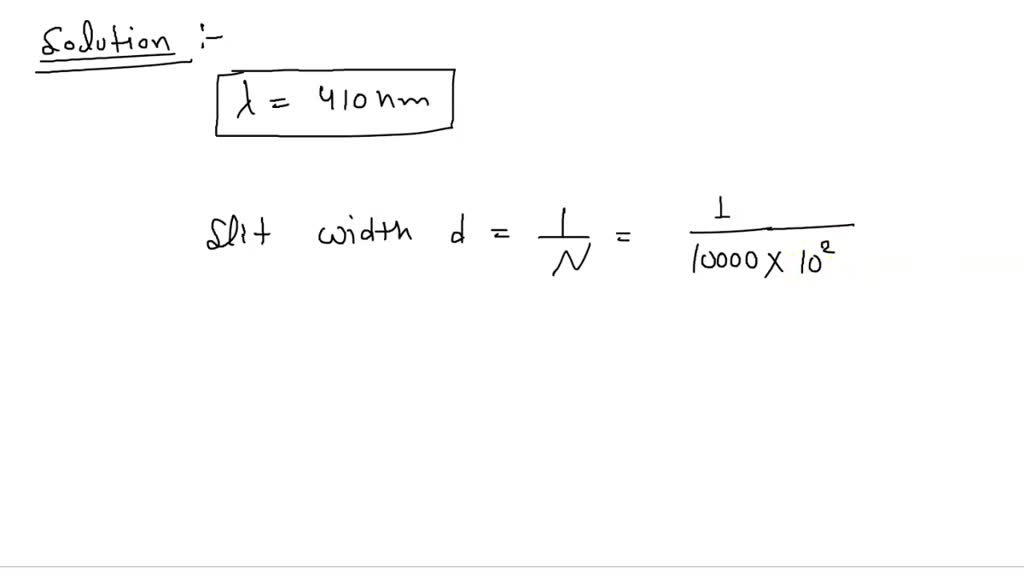 Violet light, with A = 410nm, is focused onto a diffraction grating ...