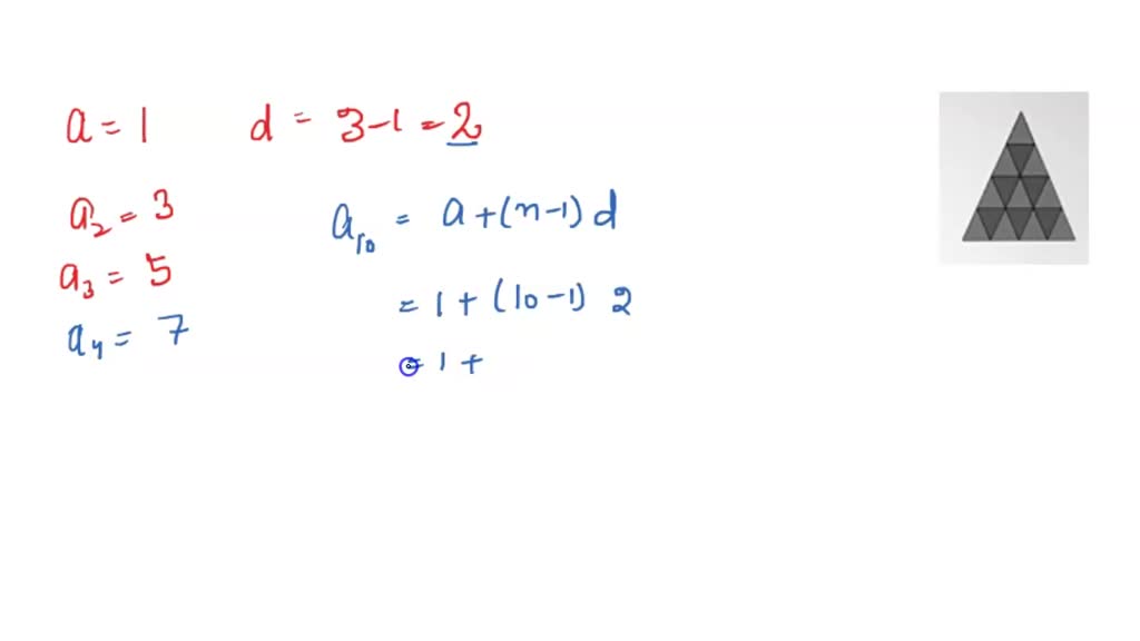 SOLVED: Four rows of a triangular figure are shown below. Complete ...